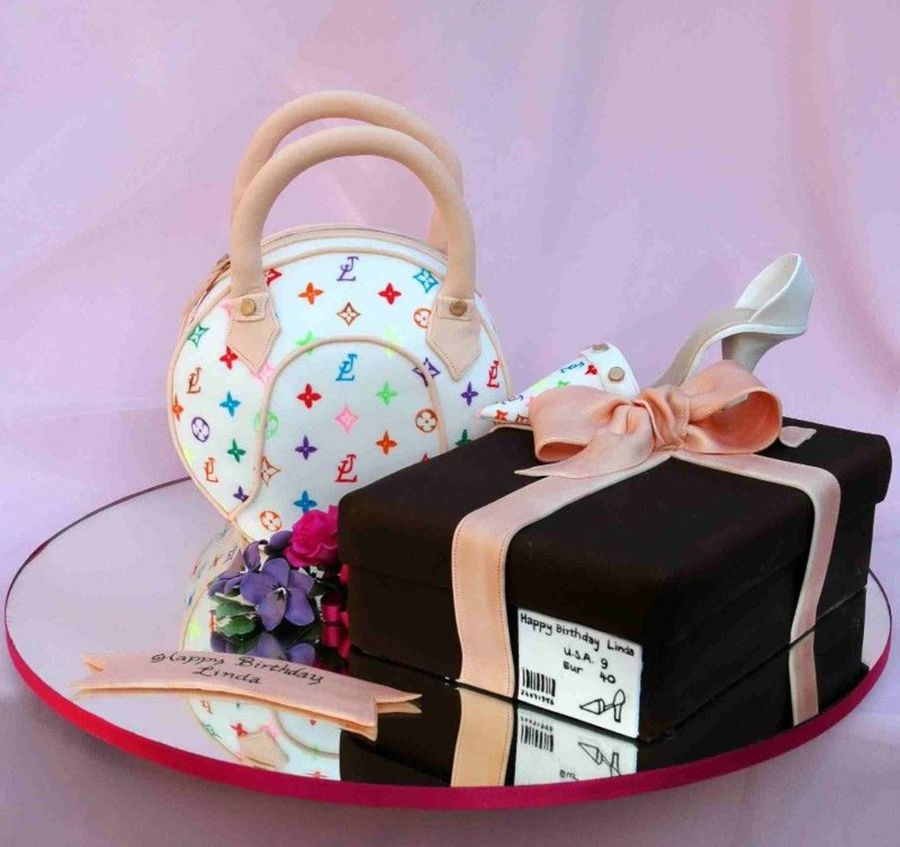 Handbag And Shoe Box 50Th Birthday Cake - CakeCentral.com