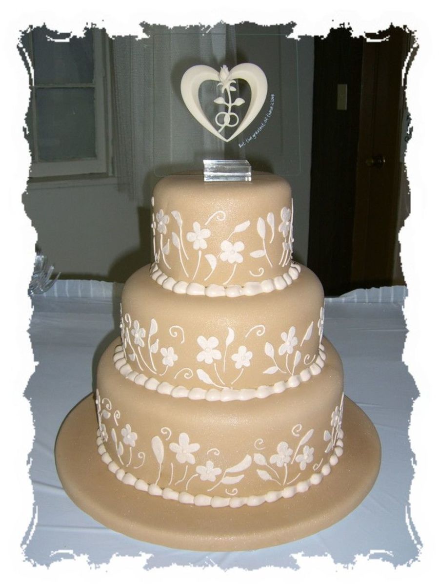 Painted Royal Icing Fall Flower Wedding Cake - CakeCentral.com