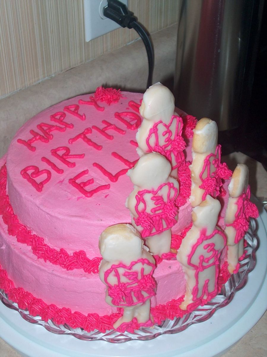 Cheerleader Pyramid Pink Birthday Cake - CakeCentral.com
