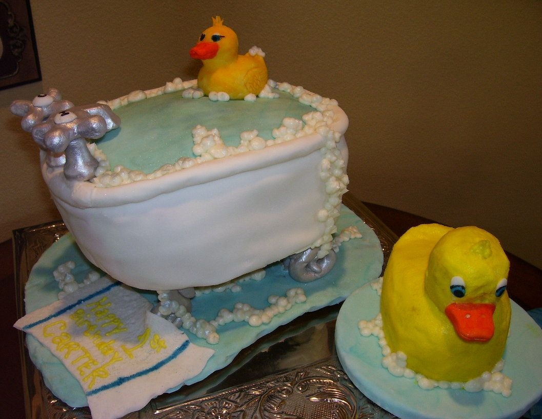 Rubber Ducky Bath With Ducky Smash Cake - CakeCentral.com