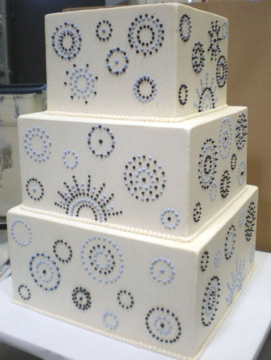 Periwinkle And Brown Crop Circle Wedding Cake - CakeCentral.com