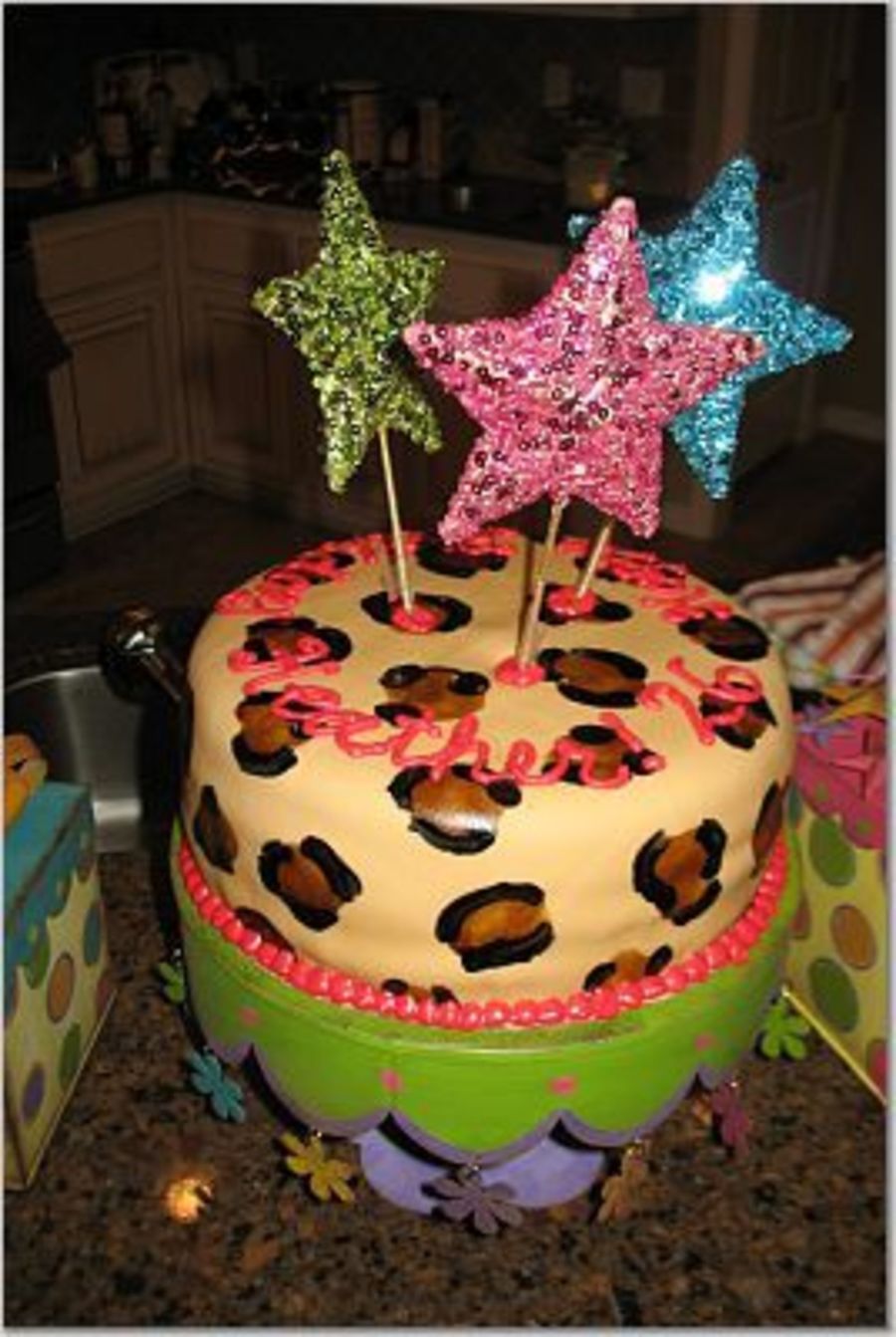 Leopard Birthday Cake - CakeCentral.com