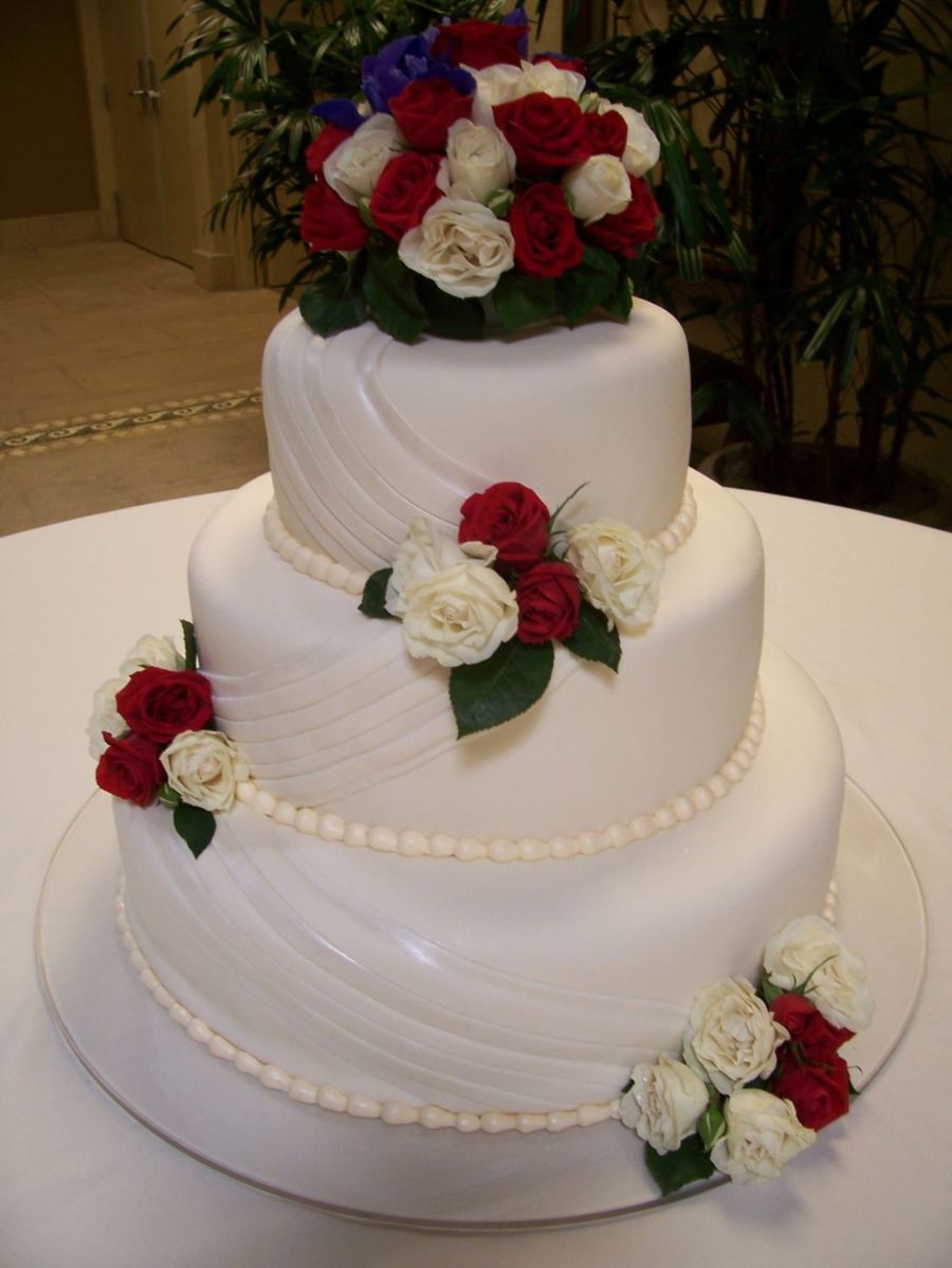 Fondant Draped Round Wedding Cake - CakeCentral.com