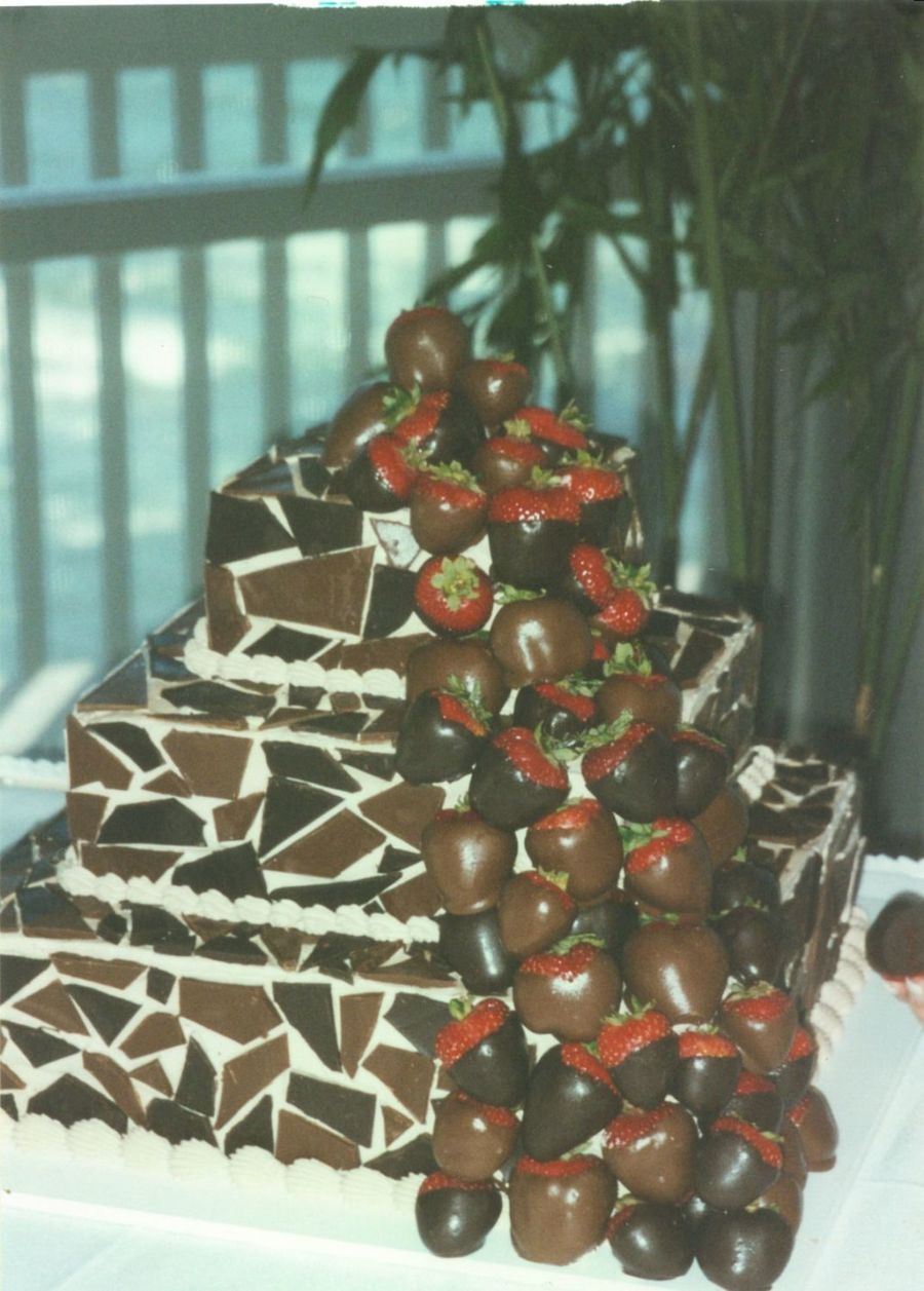 Chocolate Mosaic Square Wedding Cake - CakeCentral.com