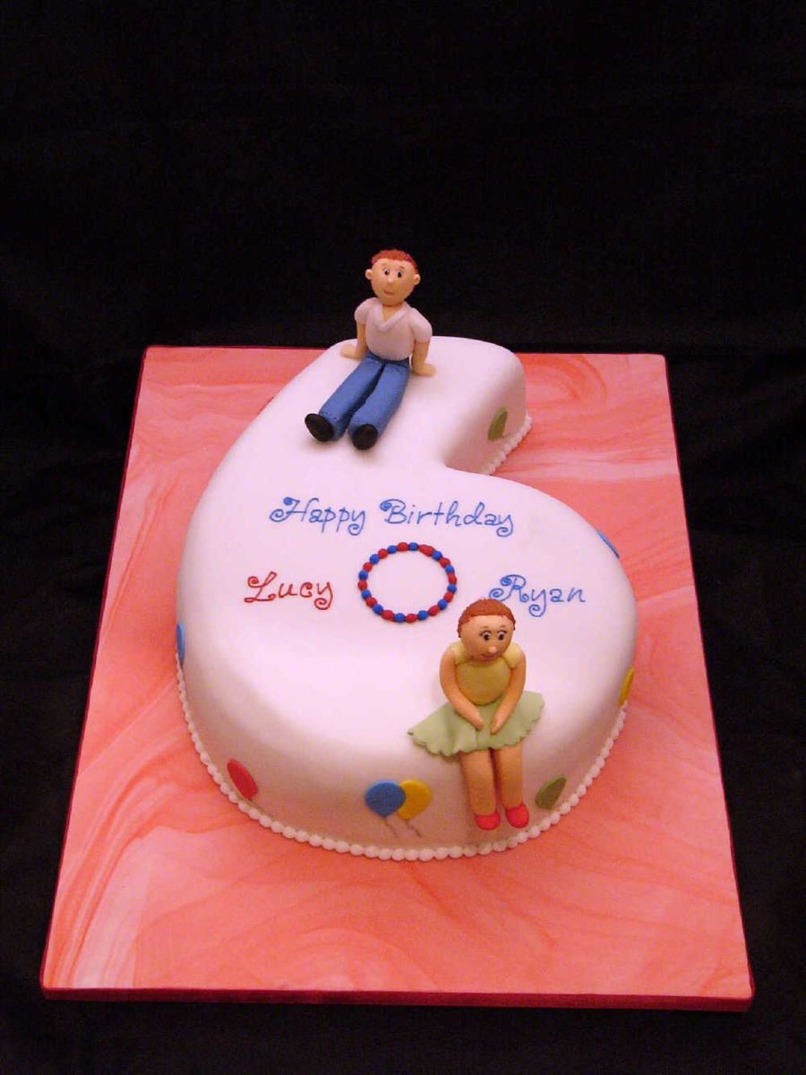 Number 6 Cake With Edible Figures - CakeCentral.com