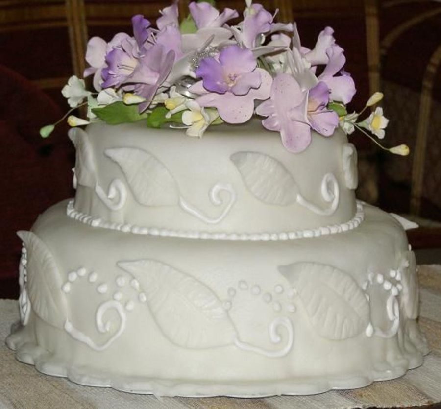 Fondant Wedding Cake-Side View - CakeCentral.com