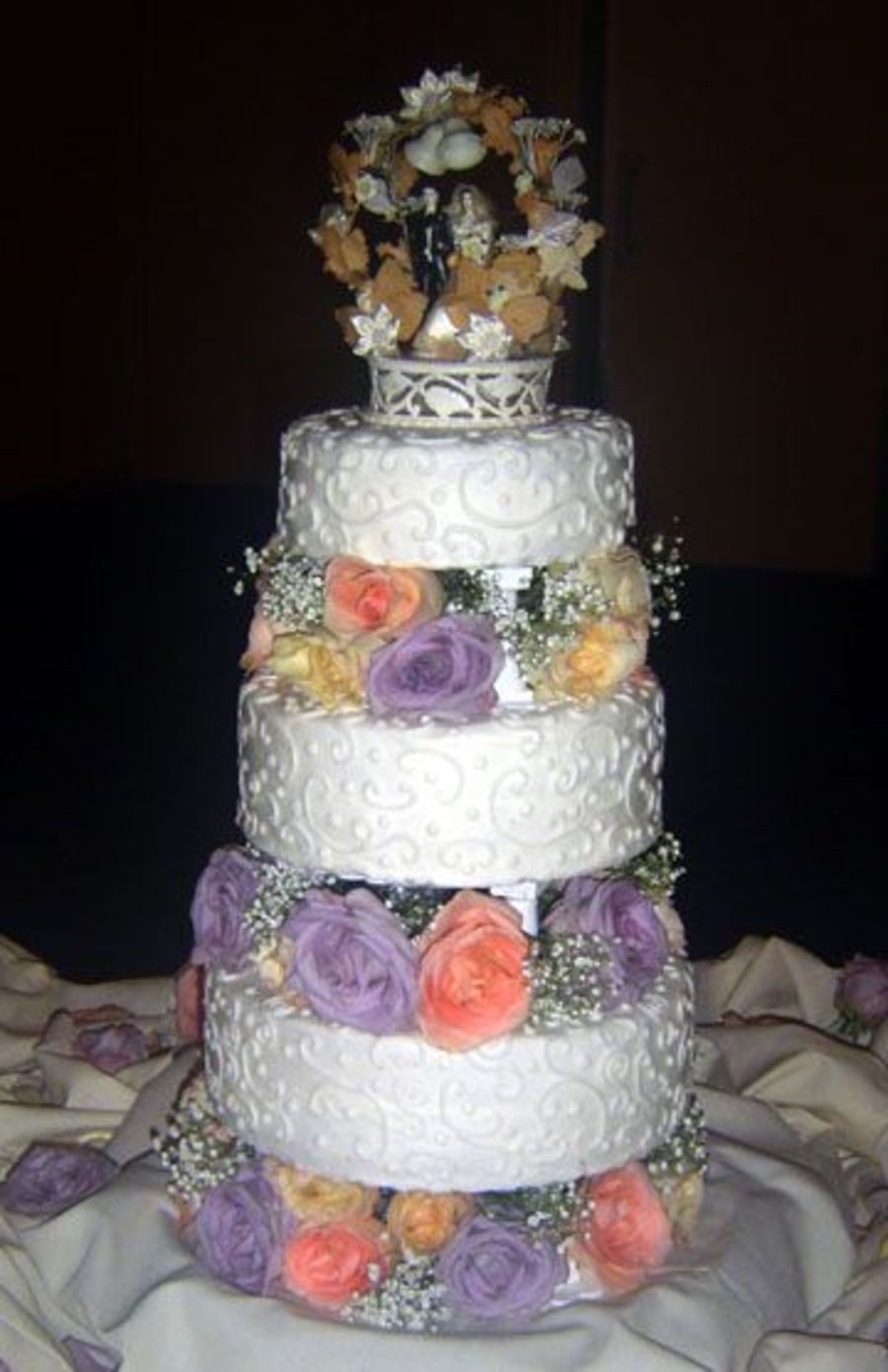 Scroll Work Wedding Cake - CakeCentral.com