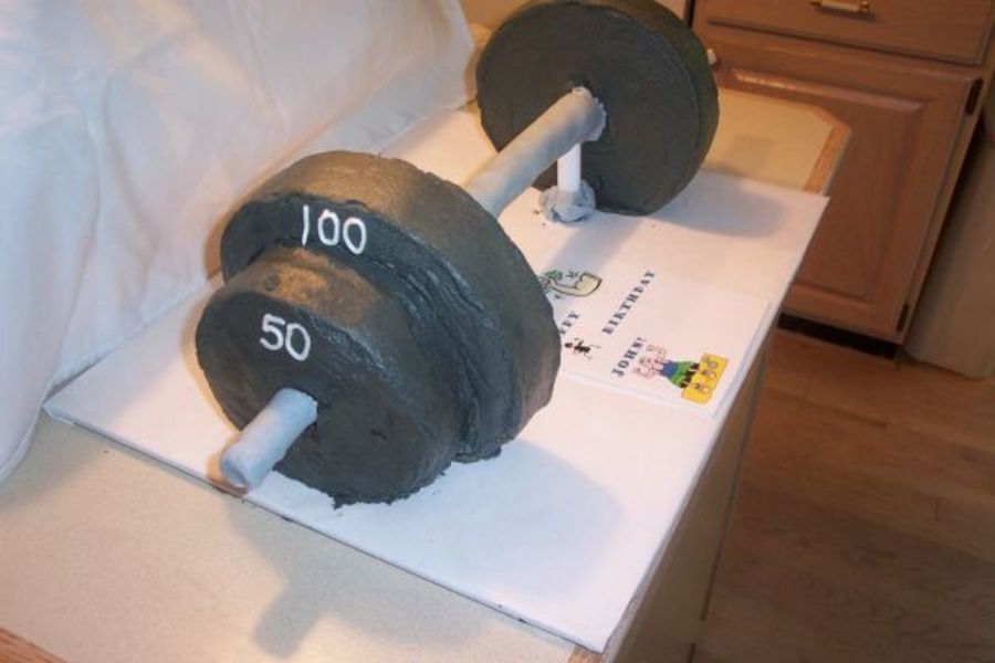 Barbell Cake--Side View - CakeCentral.com
