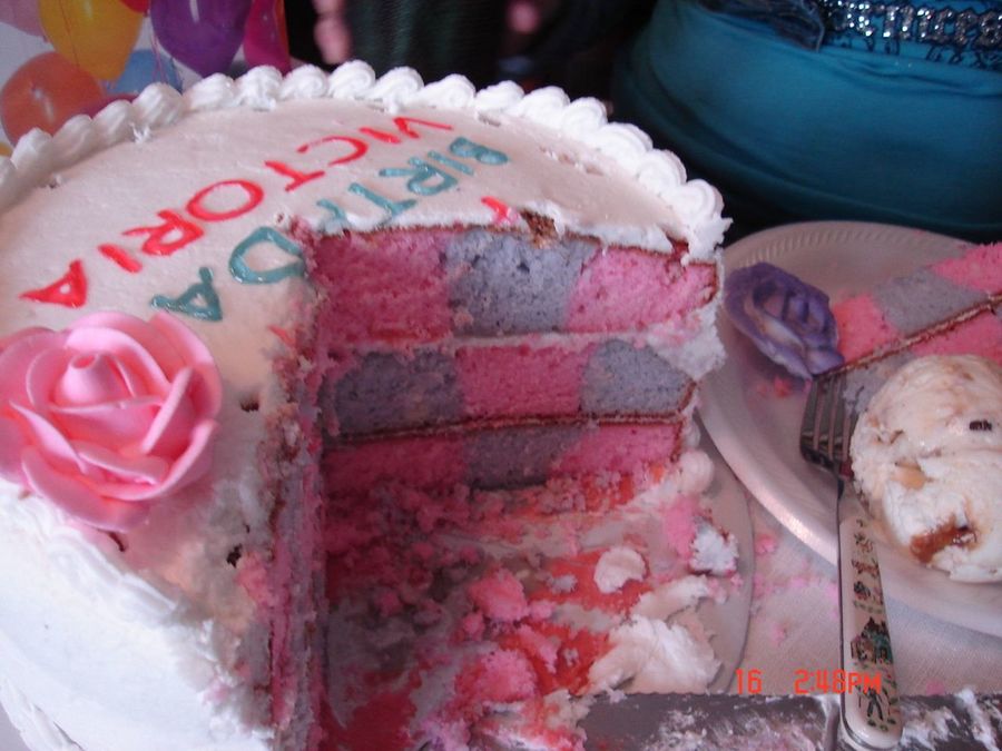Checkerboard Birthdya Cake - CakeCentral.com