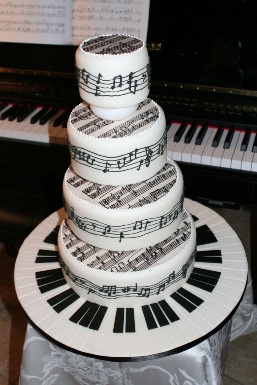 Piano Sheet Music Tiered Cake - CakeCentral.com
