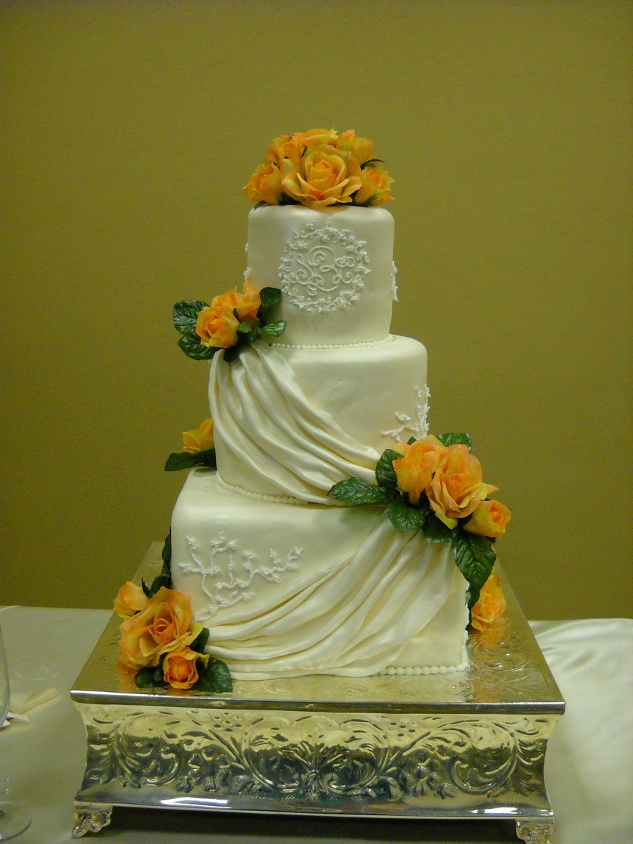 Peach And Drapes - CakeCentral.com
