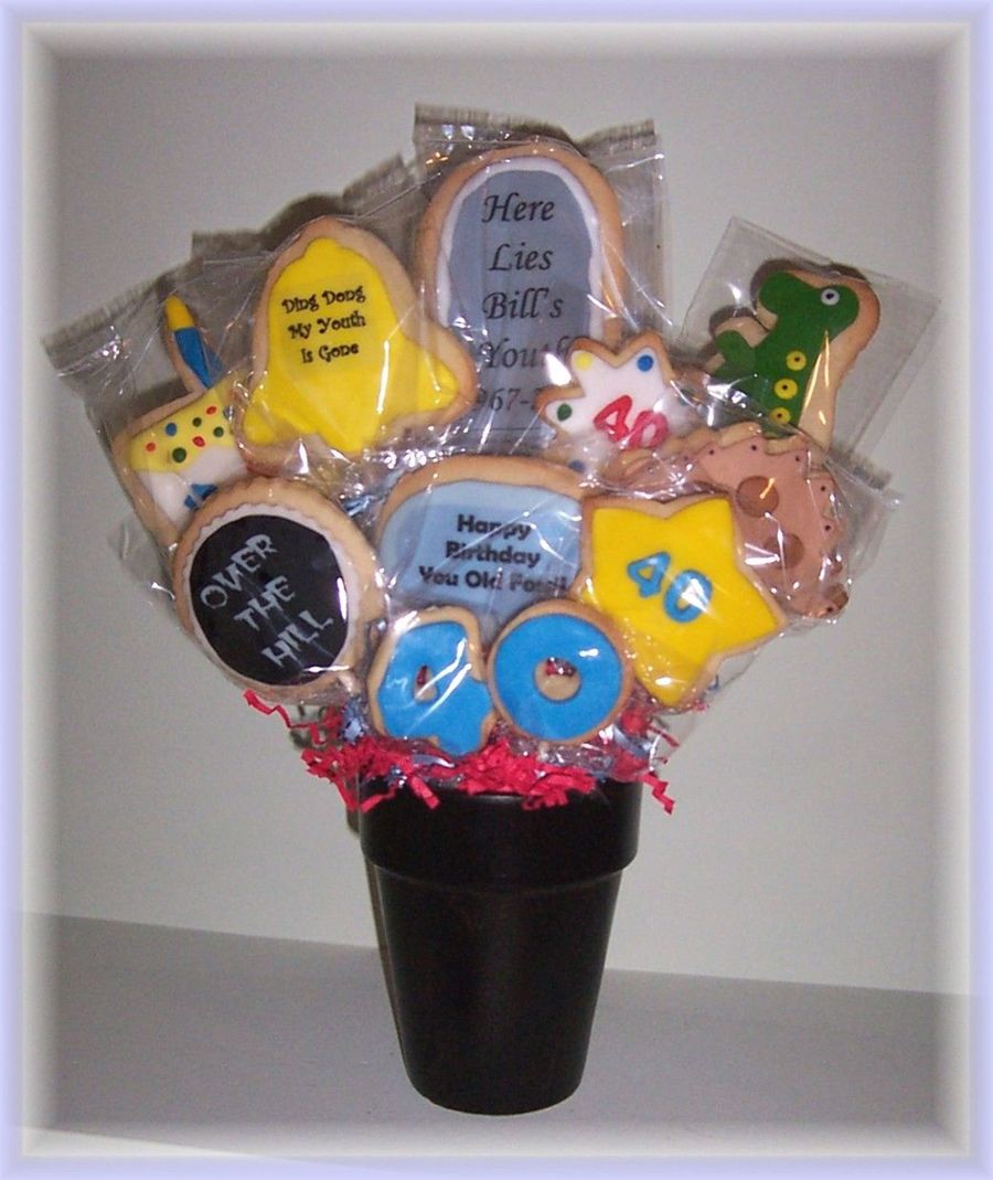 Over The Hill 40Th Birthday Cookie Bouquet - CakeCentral.com