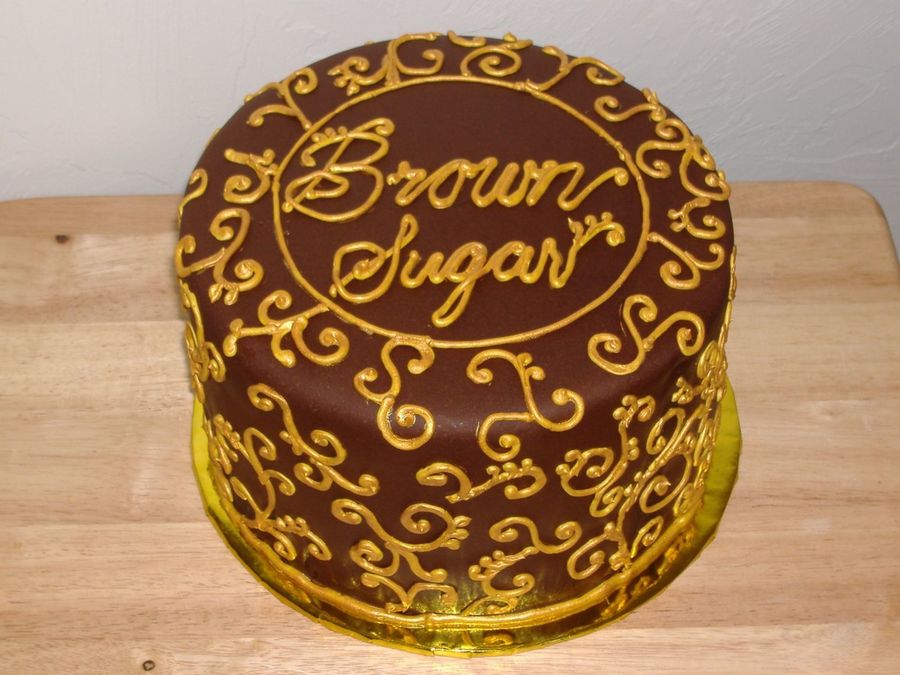 Chocolate Cake With Gold Scrolls - CakeCentral.com