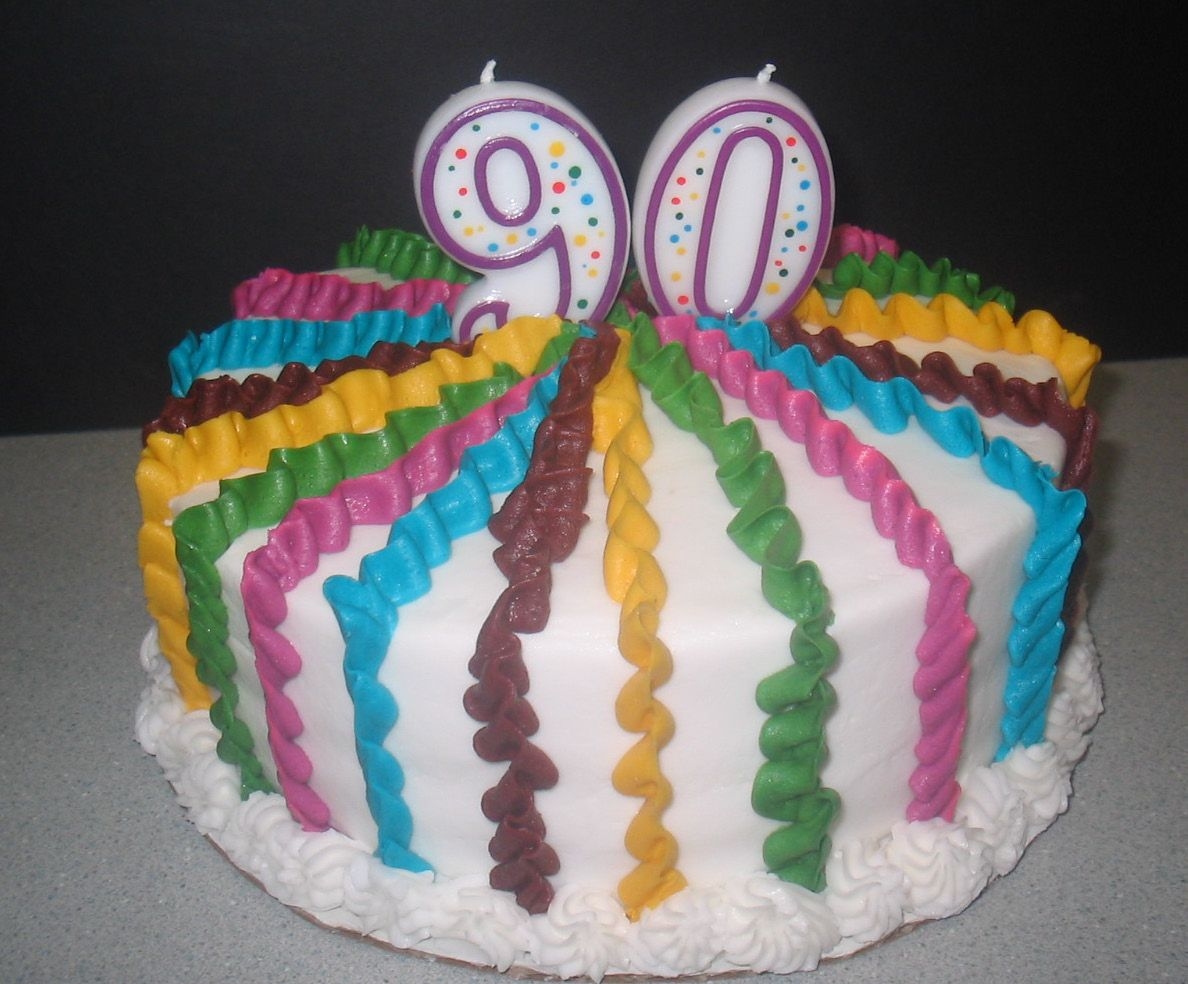 Colorful 90Th Birthday Cake - CakeCentral.com