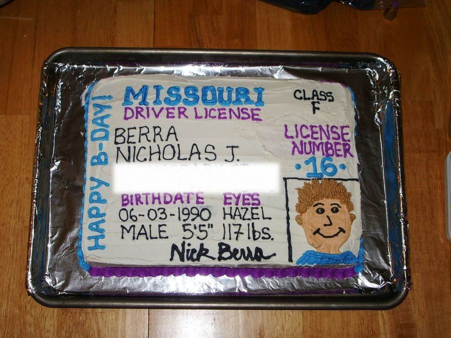 16Th Birthday - Driver's License - CakeCentral.com