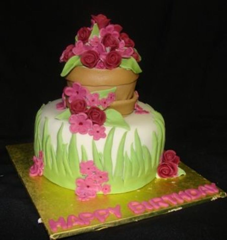 Flower Pot Cake - CakeCentral.com