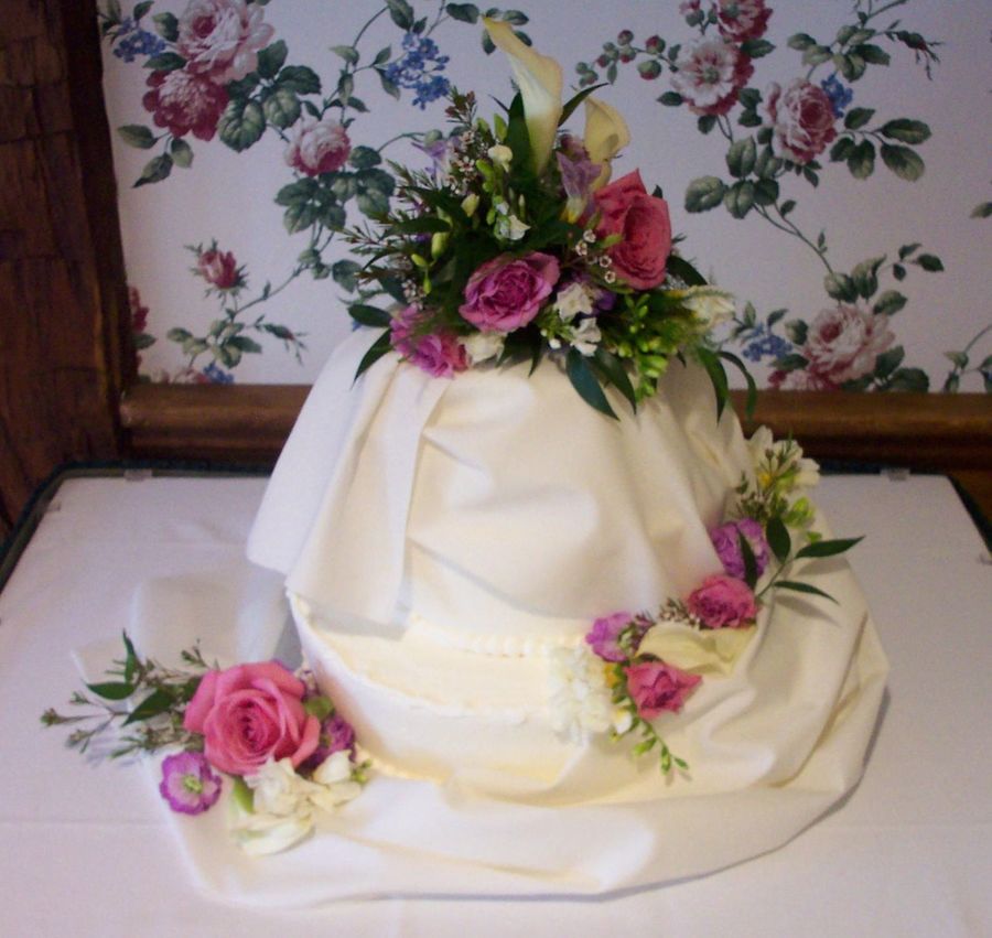 Draped Wedding Cake - CakeCentral.com