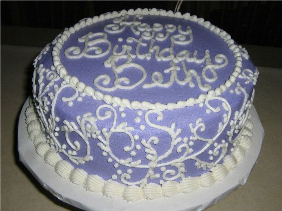 Lilac Scroll Birthday Cake - CakeCentral.com