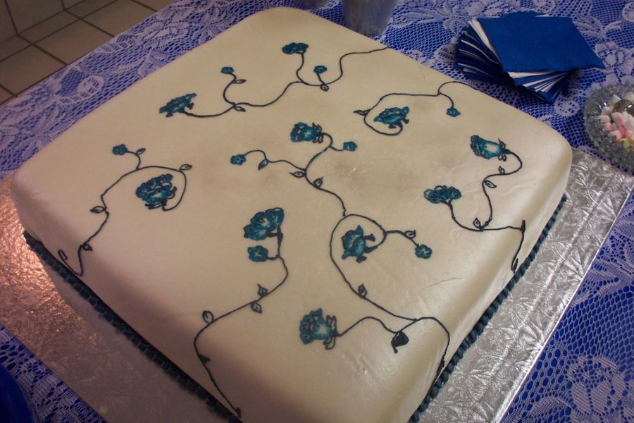 Floral Brushed Embroidery Cake - CakeCentral.com