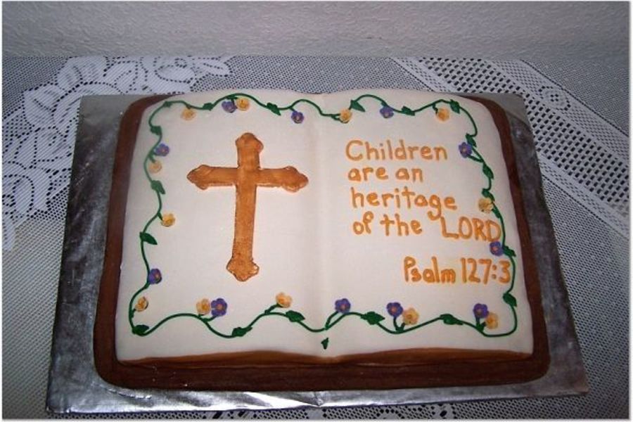Open Bible Cake - Dedication - CakeCentral.com