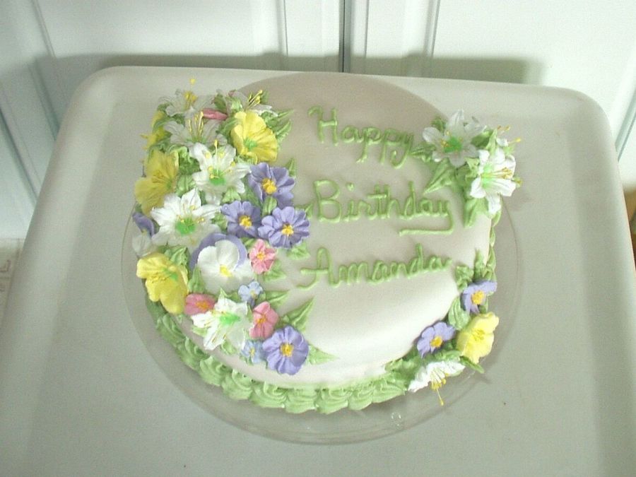 Fondant Cake With Spring Flowers - CakeCentral.com
