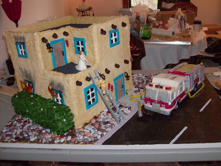 House On Fire Wedding Cake - CakeCentral.com