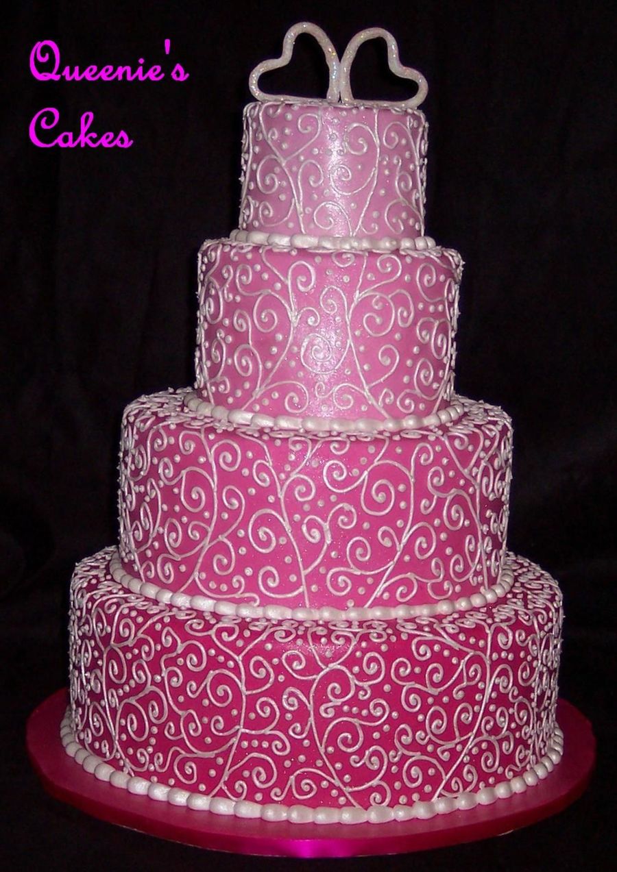 Graduated Pink Scrolls - CakeCentral.com