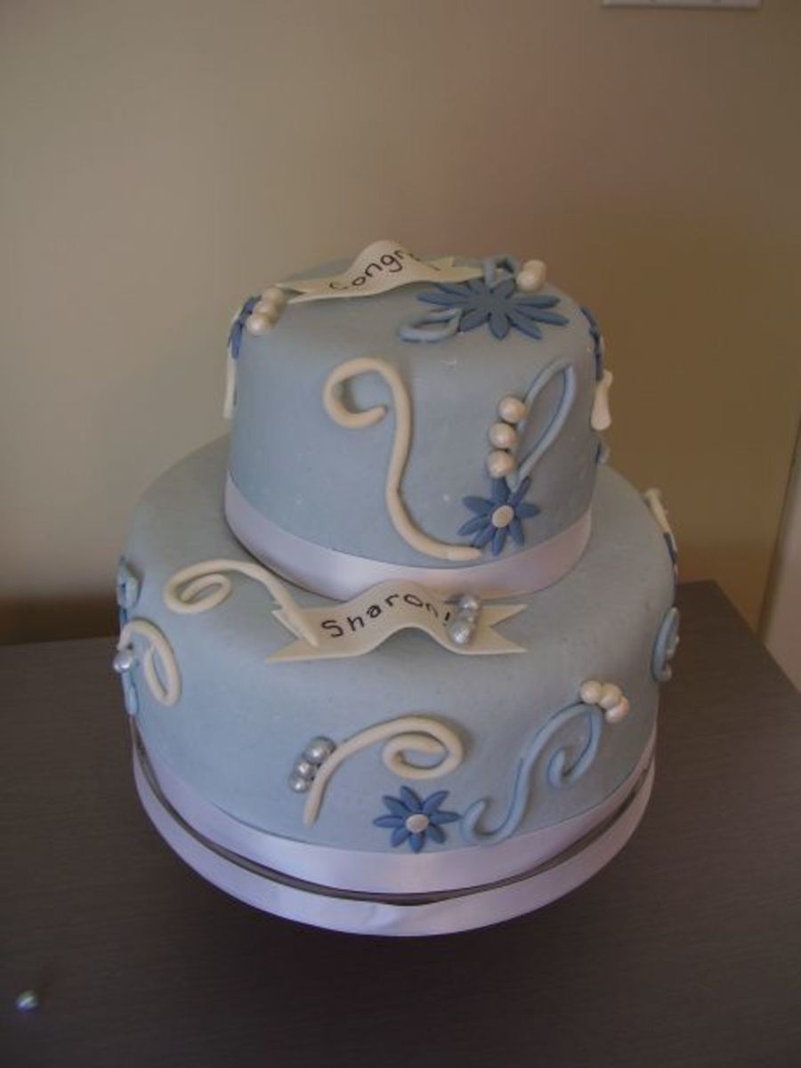 Pretty Blue Retirement Cake - CakeCentral.com