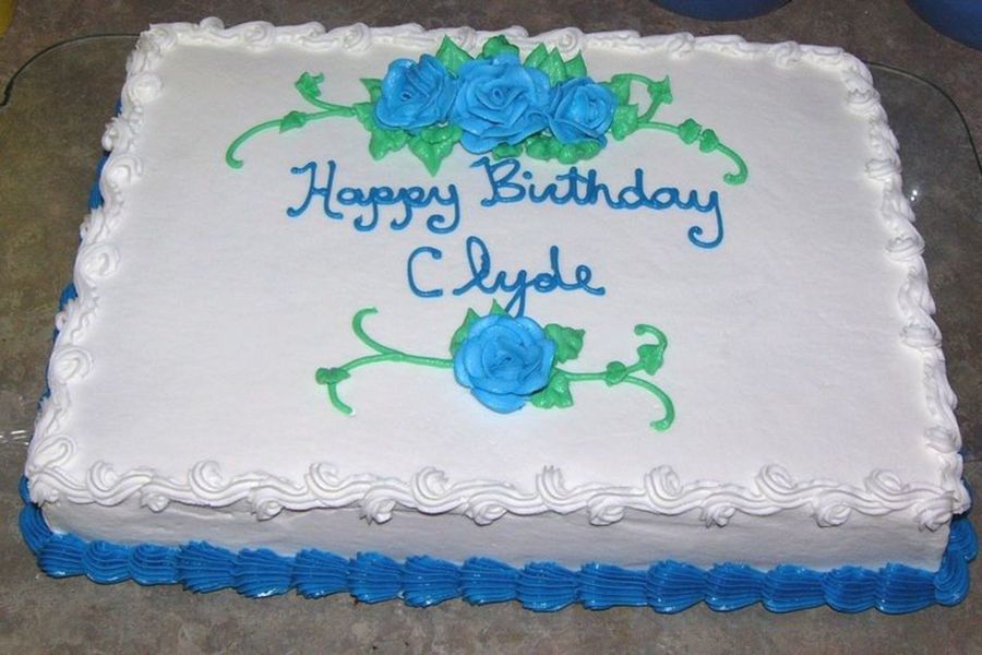 Blue Roses Sheet Cake - CakeCentral.com