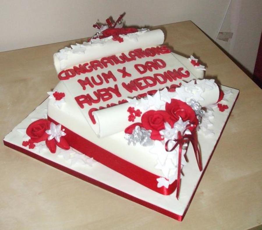 Ruby Anniversary Cake - CakeCentral.com
