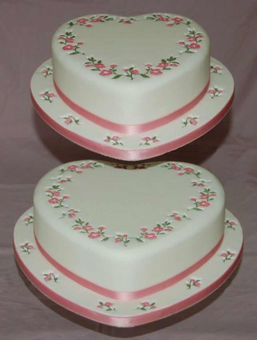 2 Tier Heart Shape Wedding Cake - CakeCentral.com