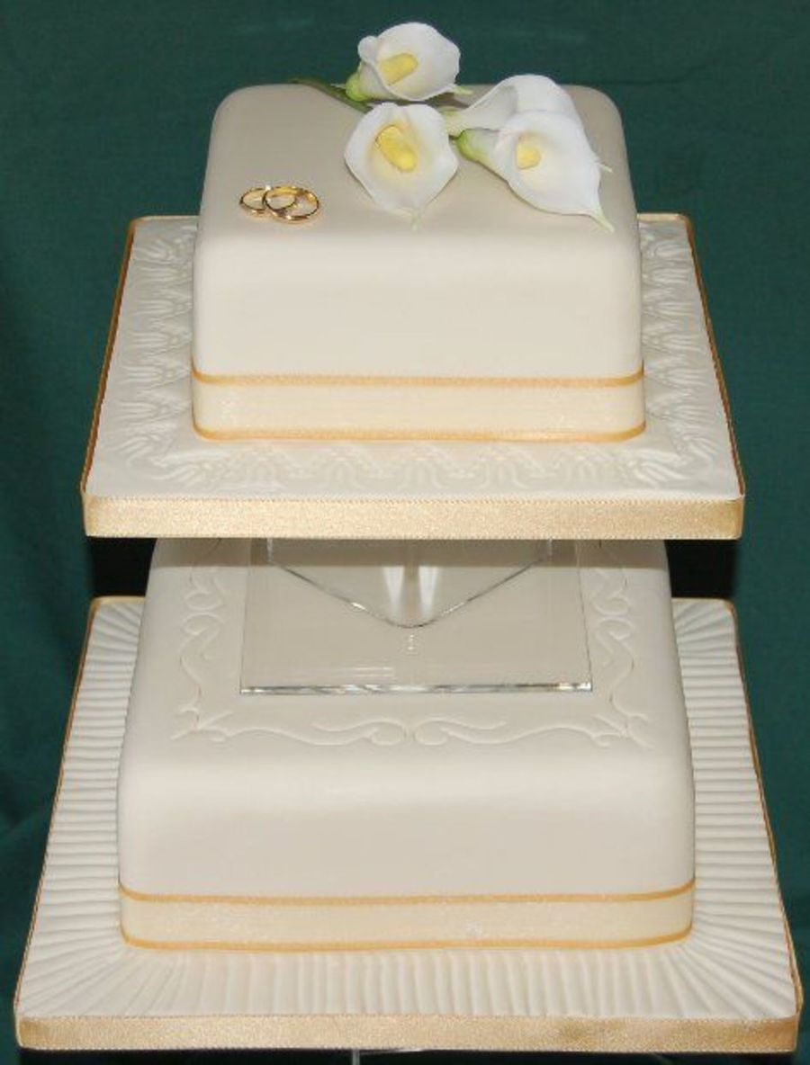 Square Fondant Iced 2 Tier Wedding Cake - CakeCentral.com