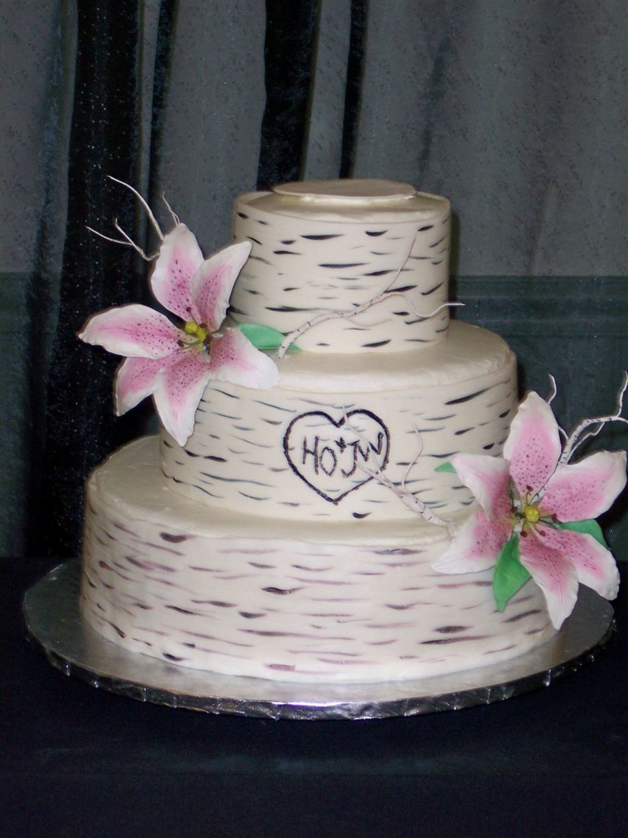 Birch Bark Wedding Cake - CakeCentral.com