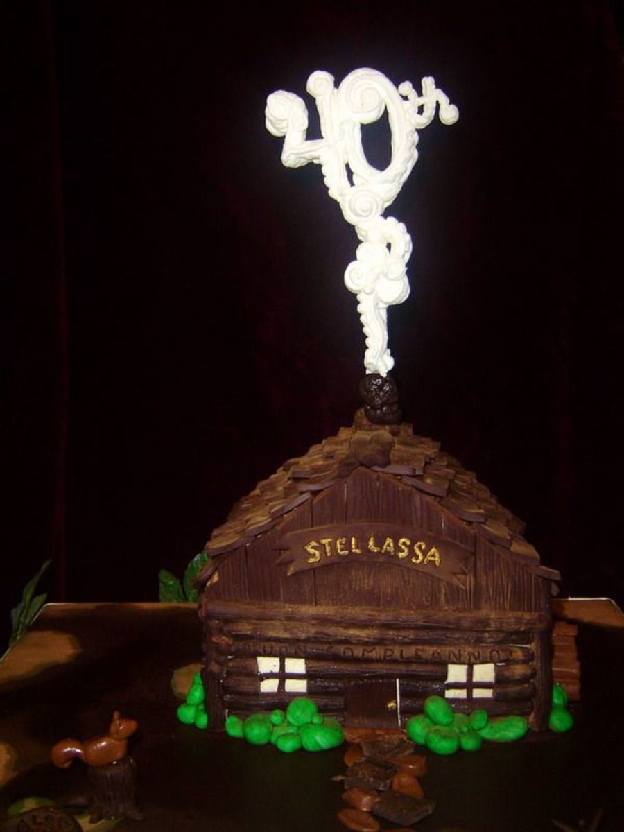 Log Cabin With Royal Smoke - CakeCentral.com