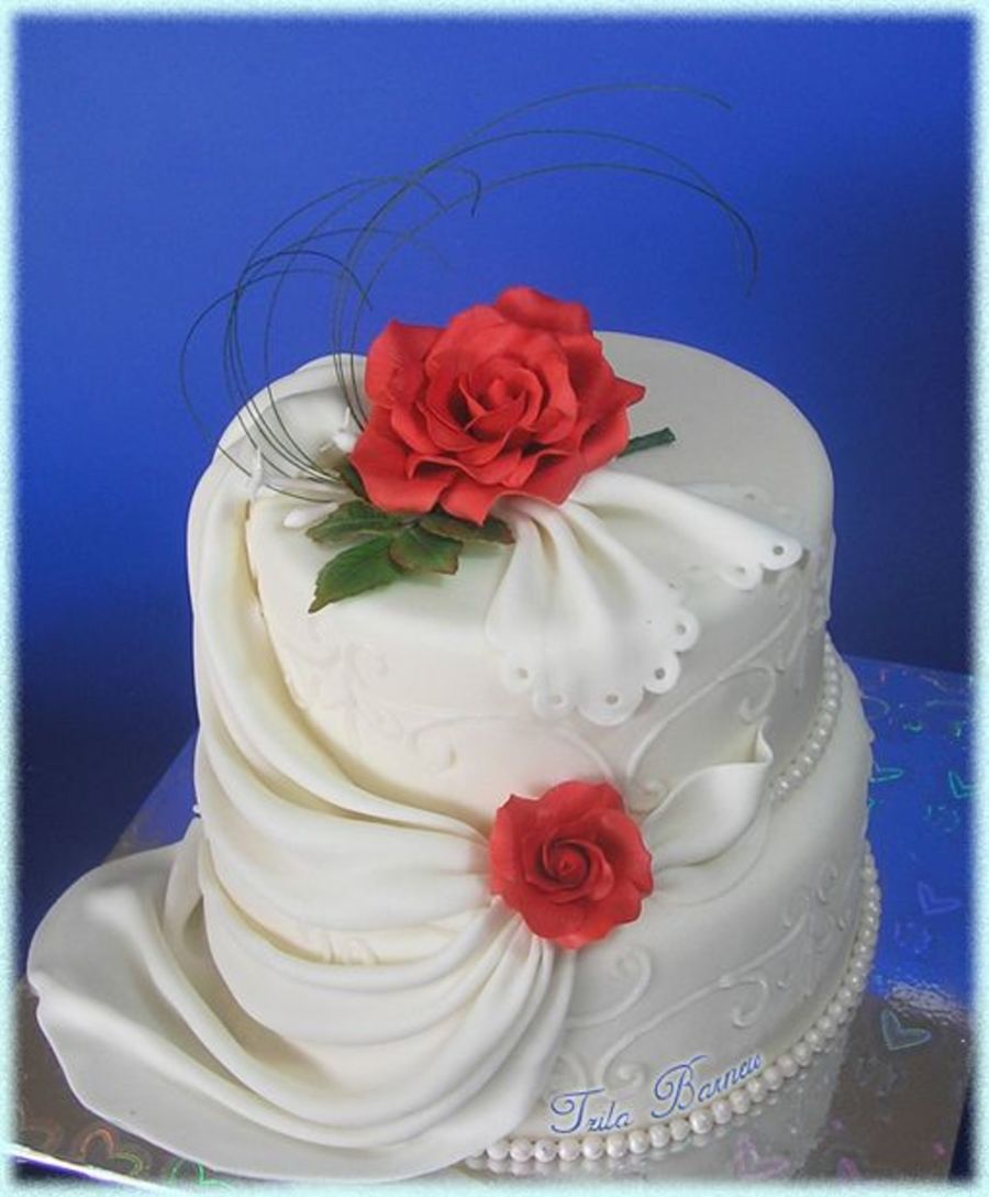 Red Roses Wedding Cake - CakeCentral.com