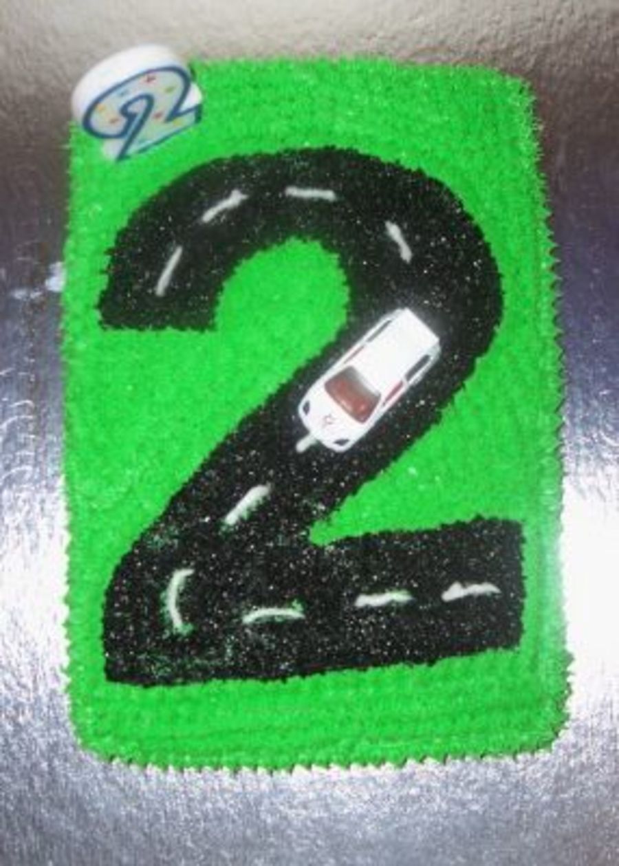 Number 2 Race Car Track Cake - CakeCentral.com
