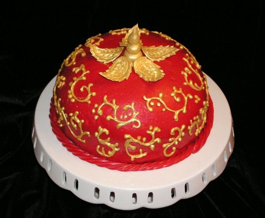 Red And Gold Birthday - CakeCentral.com