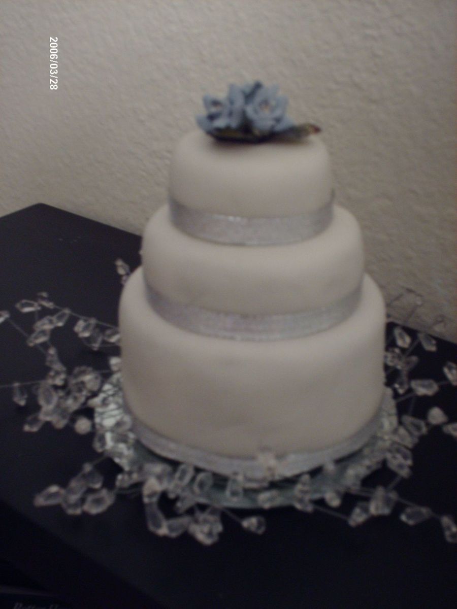Silver/blue Mini Tiered Cake - CakeCentral.com