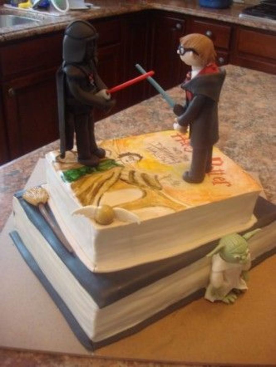 Harry Potter Fighting Darth Vader Graduation Cake - CakeCentral.com