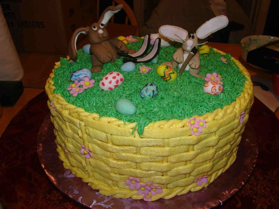 Easter Bunny Basket Weave Cake - CakeCentral.com