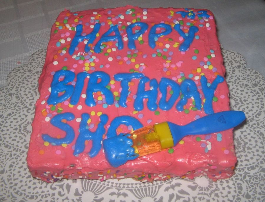 Paintbrush Birthday Cake - CakeCentral.com