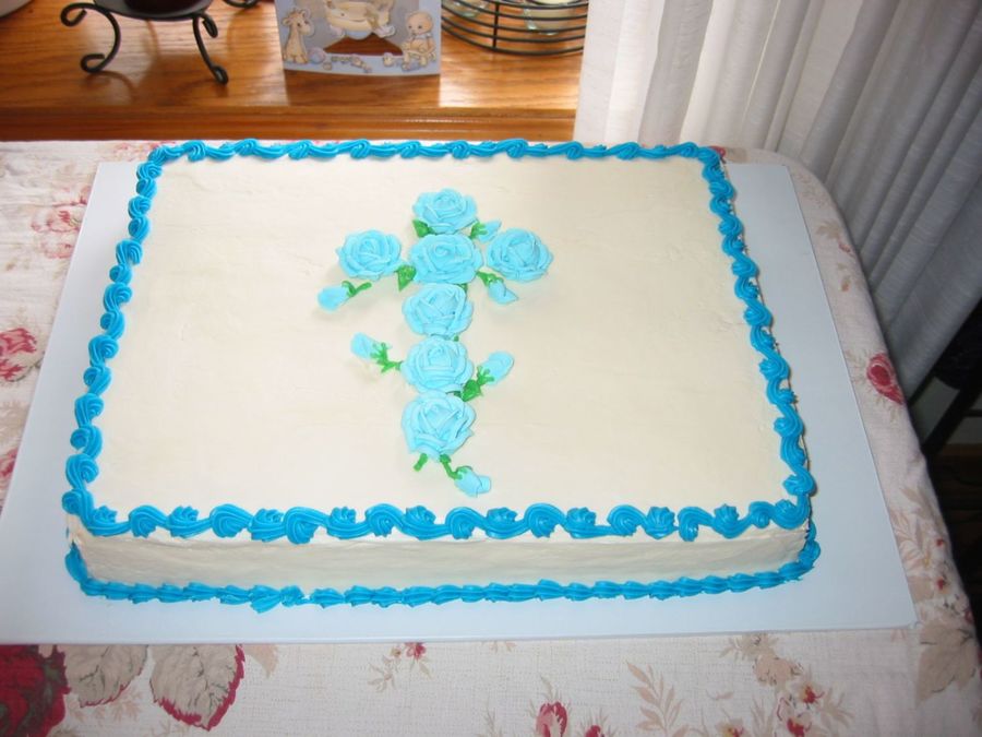 Zach's Baptism Sheet Cake For Guests - CakeCentral.com