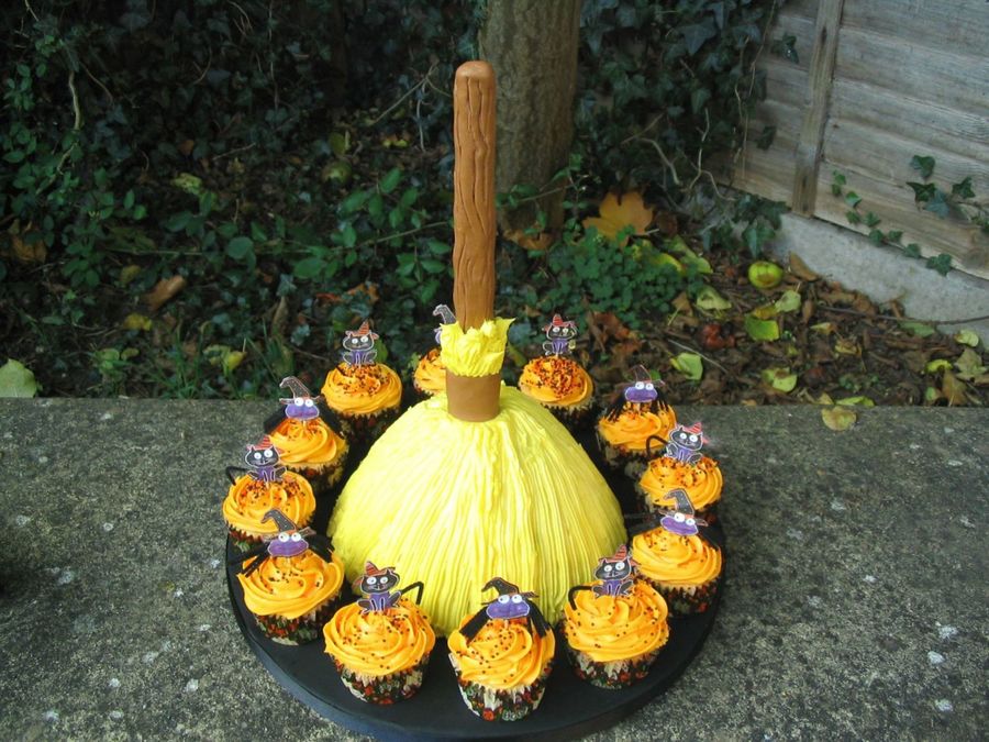 Witches Broom And Cup Cakes - CakeCentral.com