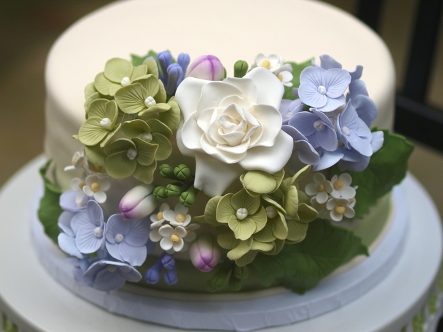 Hydrangea Wedding Shower Cake - CakeCentral.com