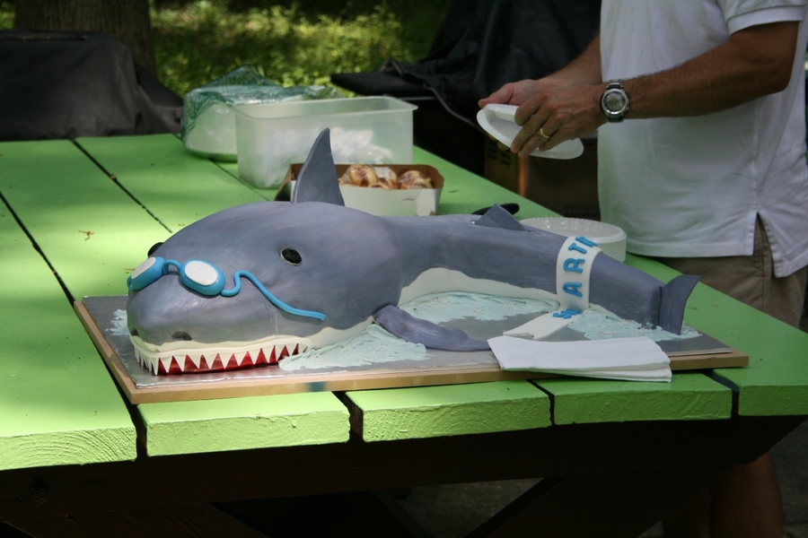 Swim Team Shark Cake - CakeCentral.com