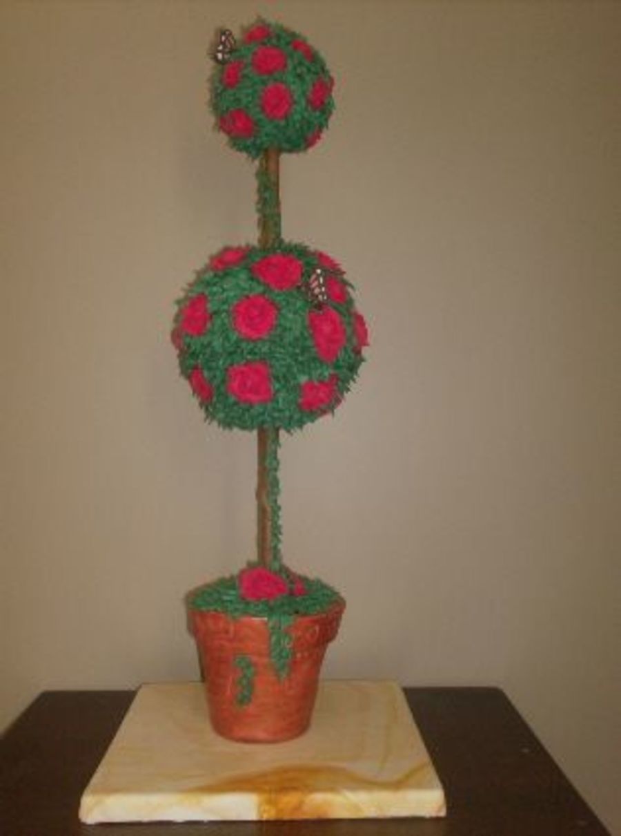 Topiary With Chocolate Butterflies - CakeCentral.com