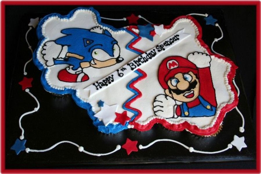 Sonic Mario Cupcake Cake - CakeCentral.com