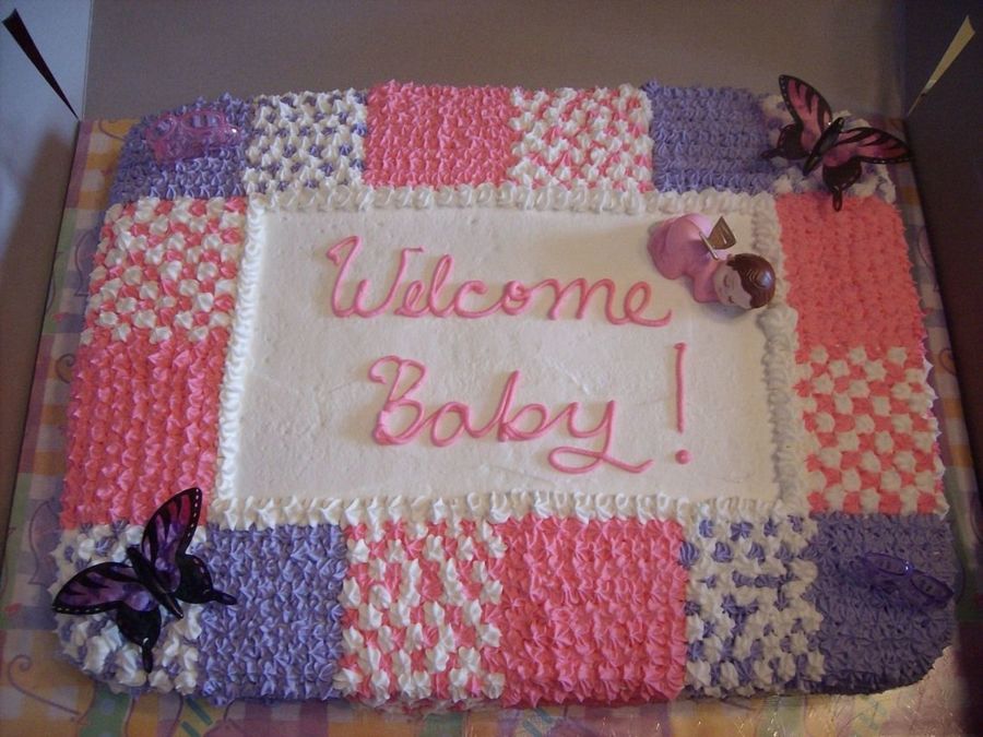 Quilt Baby Shower Cake - CakeCentral.com