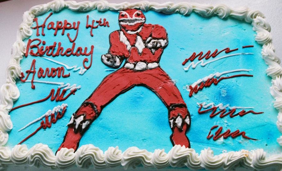 Red Power Ranger On Ice Cream Cake - CakeCentral.com