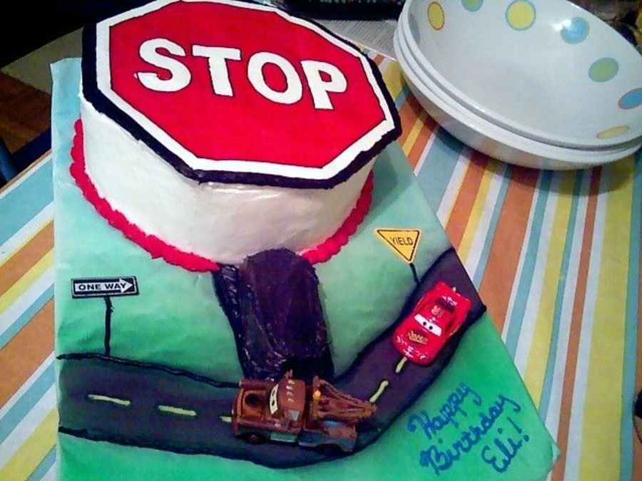 Stop Sign/cars Cake - CakeCentral.com